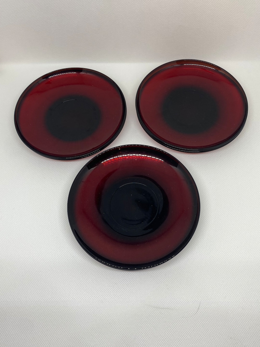 Ruby Red Arcoroc France Saucers - Etsy