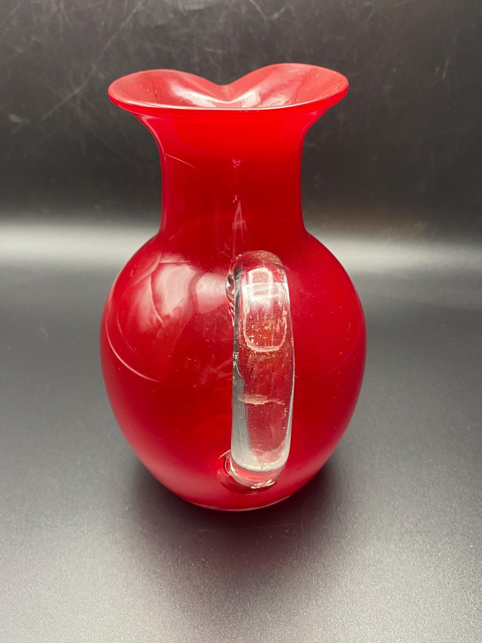 Red Encased Glass Pitcher - Etsy