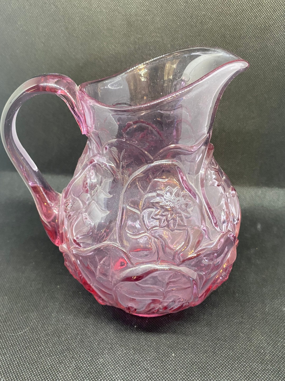 Fenton Dusty Rose Water Lily Pitcher - Etsy