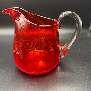 Red Pinched Spot Pitcher W/clear Handle - Etsy