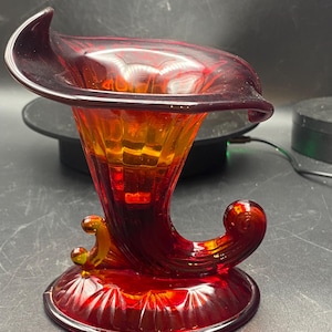 Fenton Amberina Cornucopia Candle Holder - Etsy
