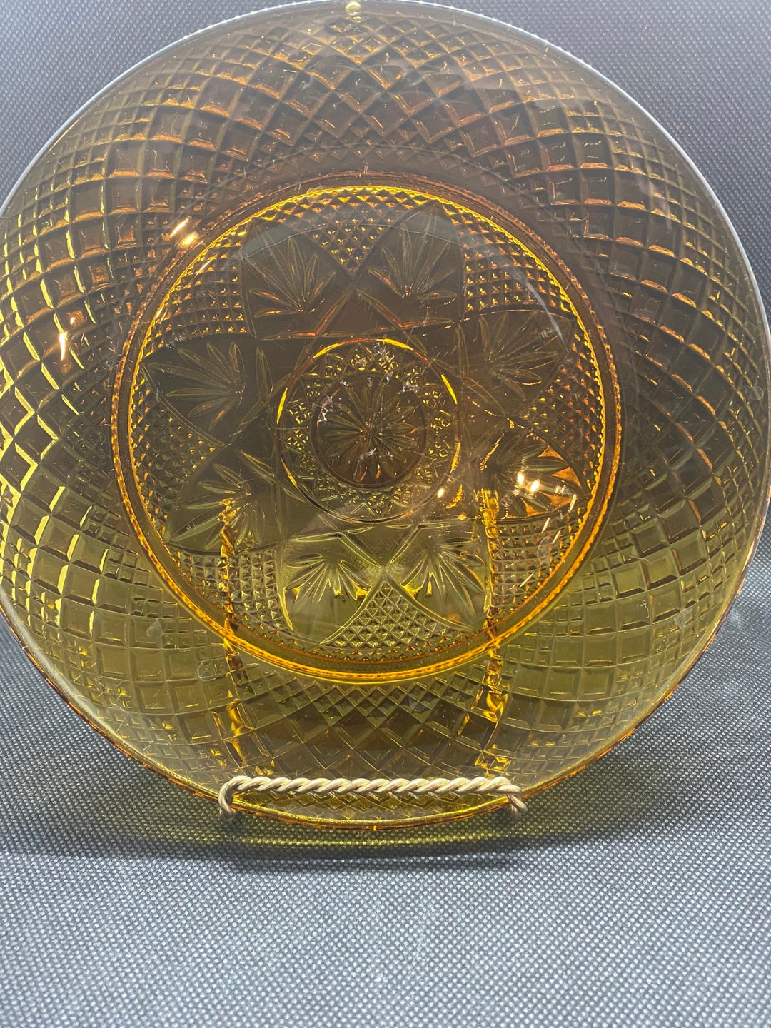 Tiara Amber Luncheon Plate by Indiana Glass - Etsy