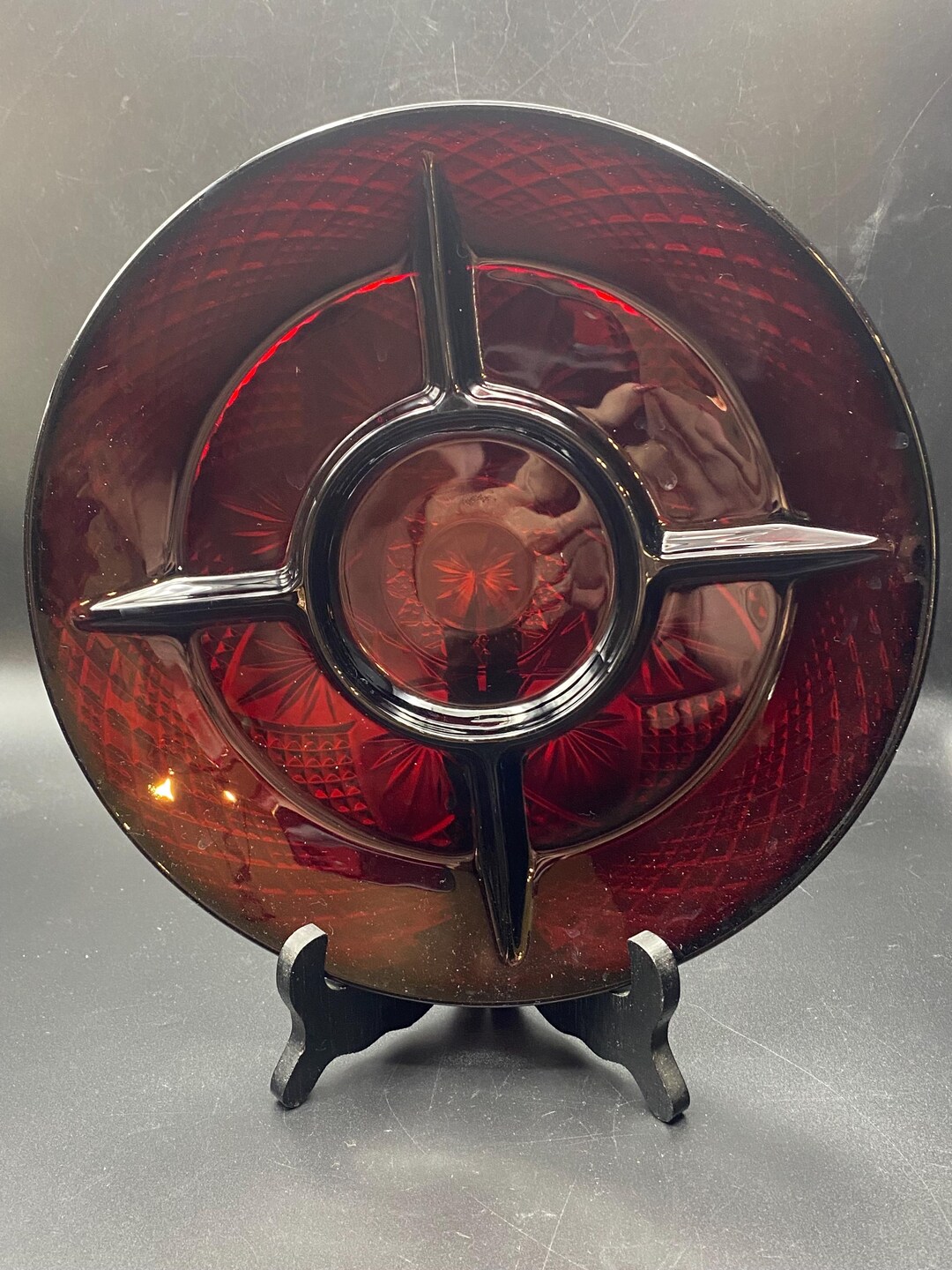 Royal Ruby Red Divided Plate - Etsy