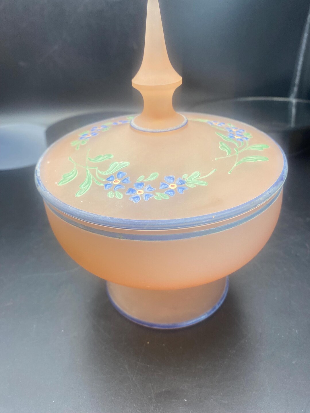 Tiffin Pink Satin Covered Compote With Handpainted Flowers - Etsy