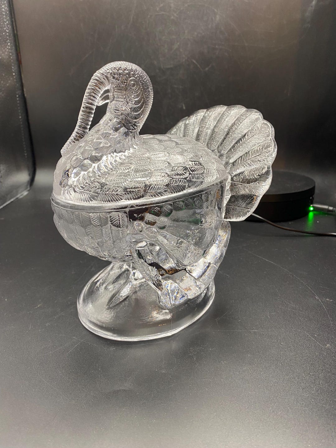 L.E. Smith Clear Turkey Candy Jar - Etsy