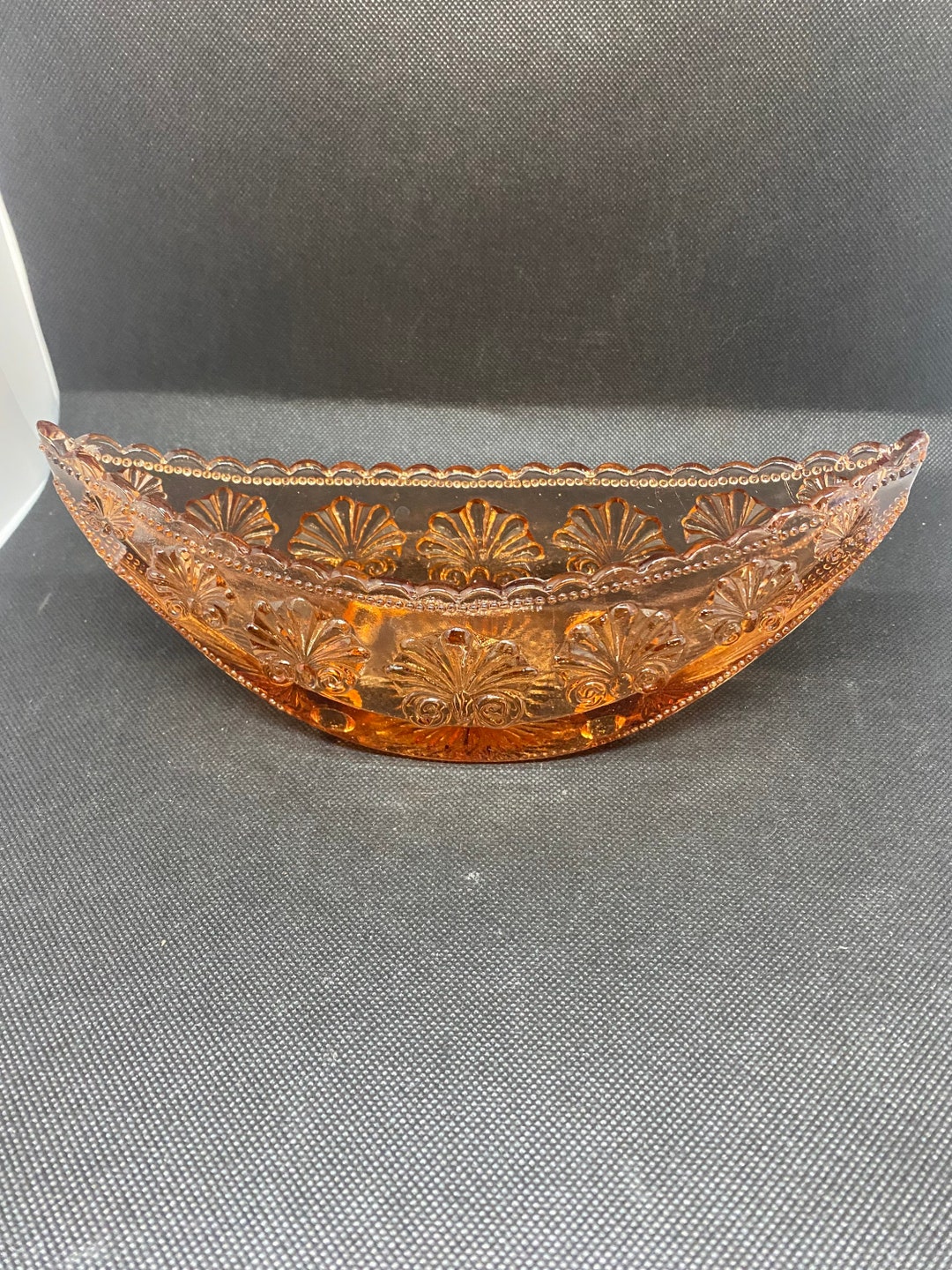 Davidson Glass Amber Posy Footed Dish - Etsy