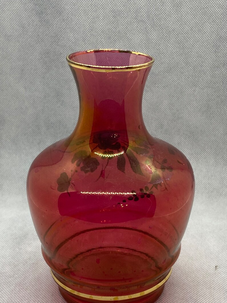 Vintage Red Glass Pitcher - Etsy