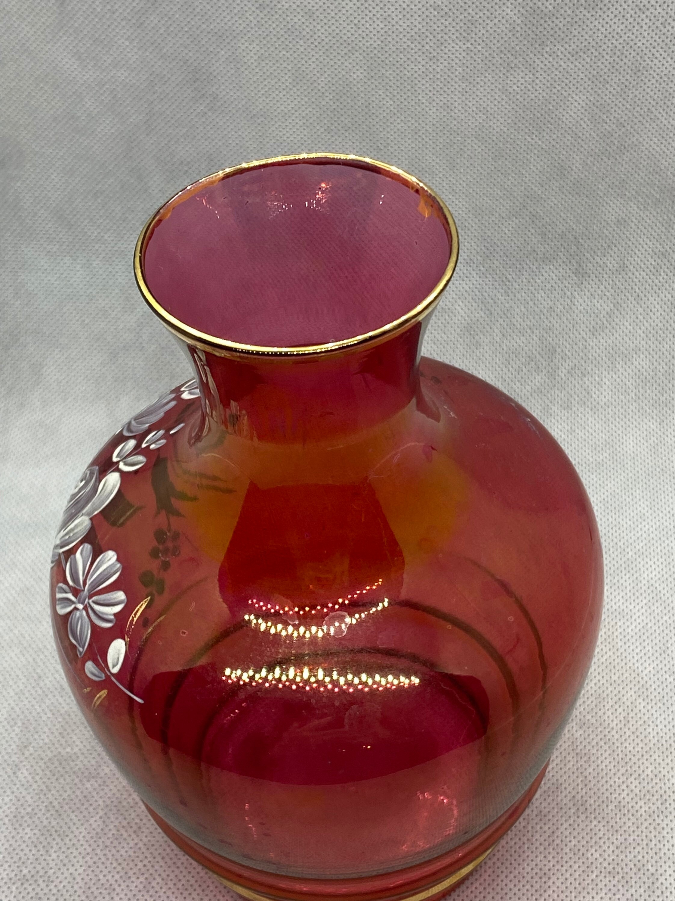 Vintage Red Glass Pitcher - Etsy