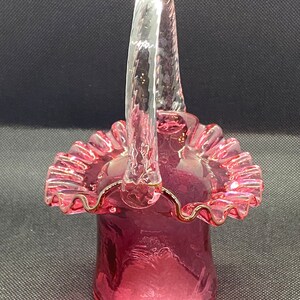 Fenton Cranberry Basket Swirl Handle - Etsy