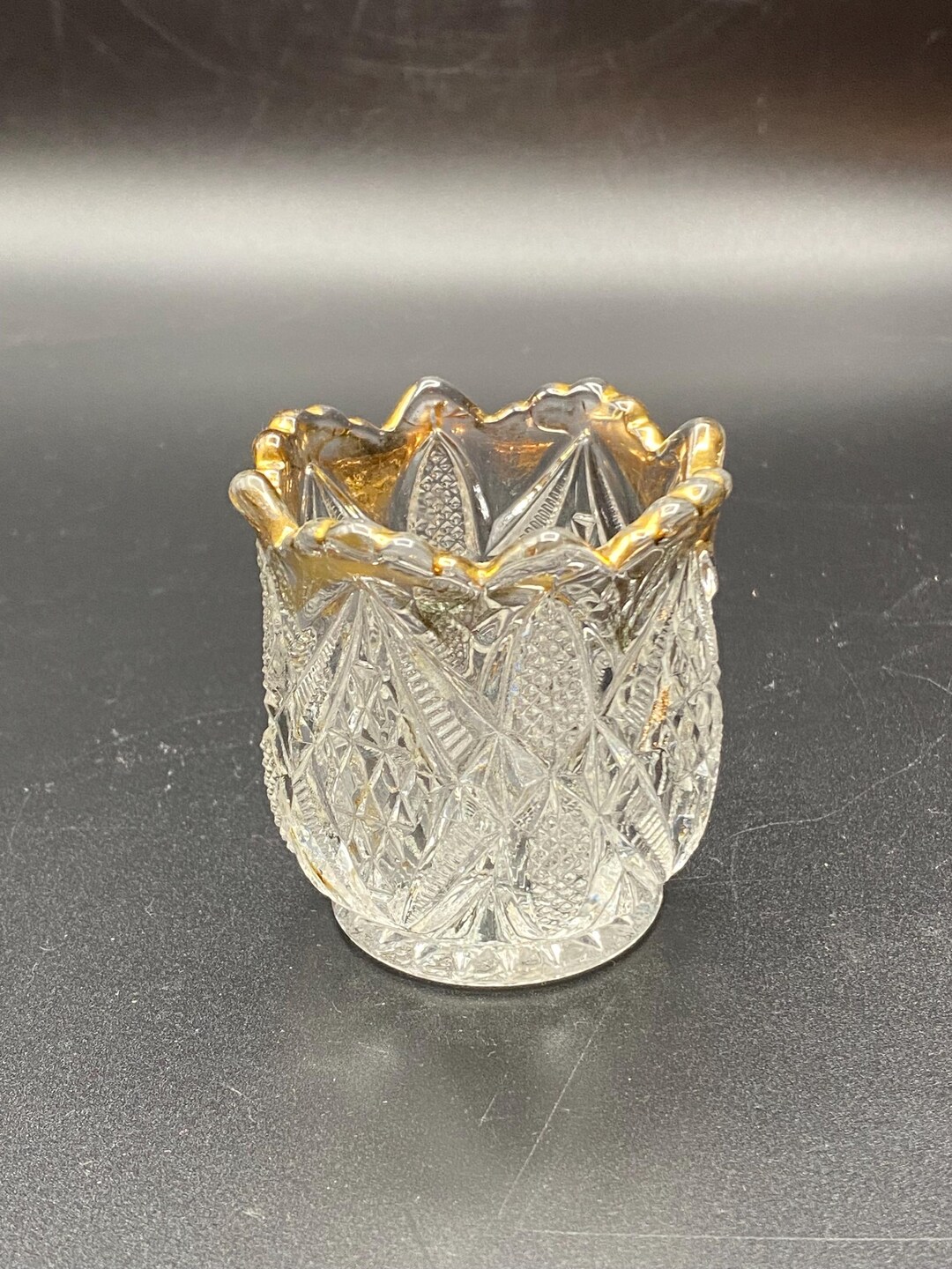 EAPG Crystal Toothpick W/ 22 K Gold Accents - Etsy