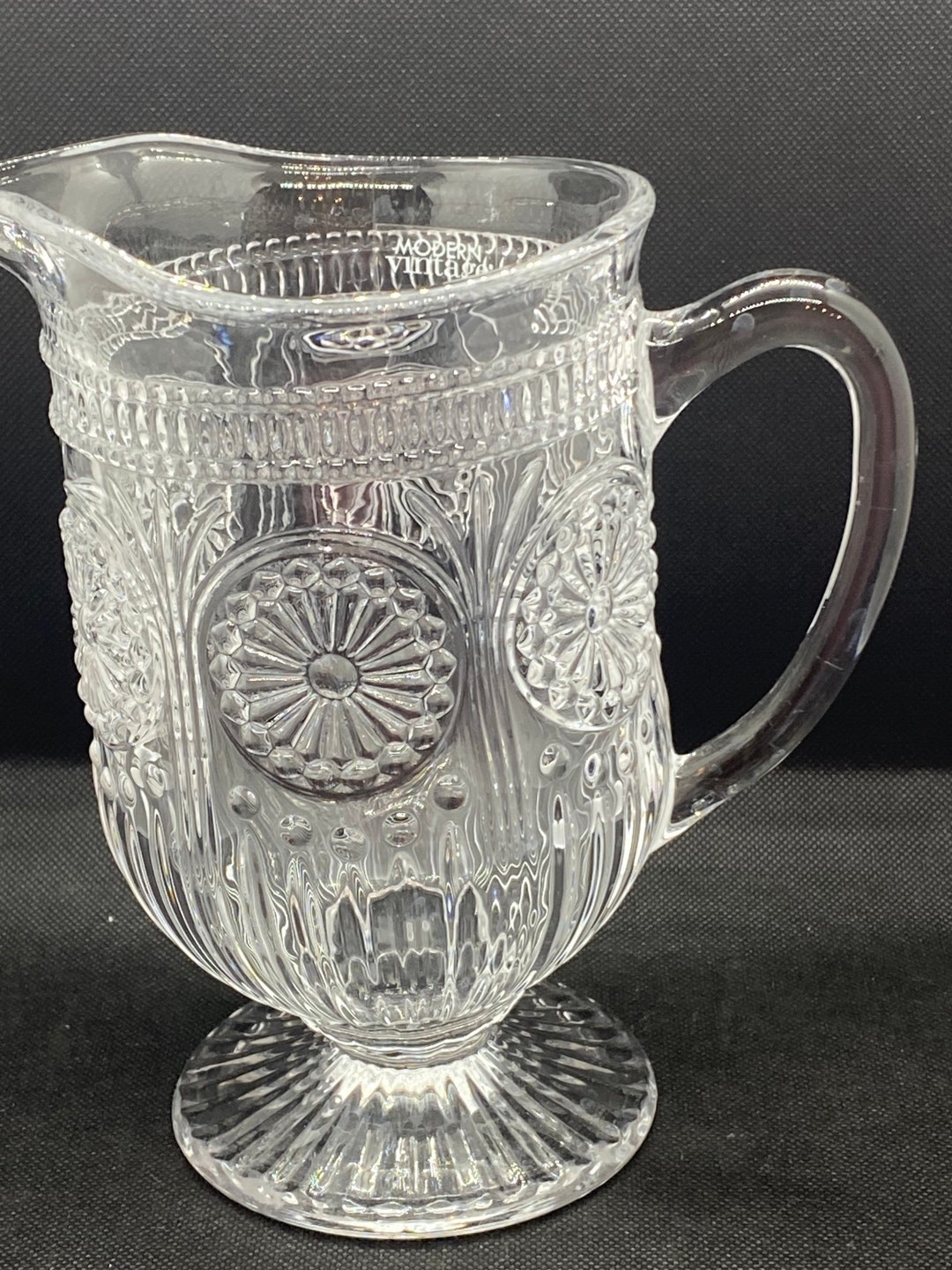 Jeanette Glass Pedestal Pitcher - Etsy