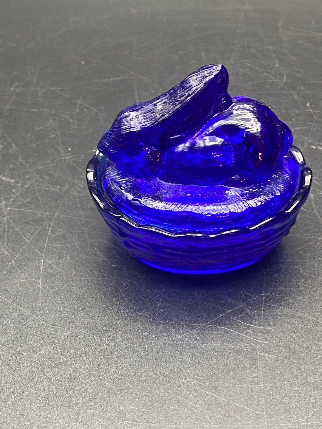 Tiny Cobalt Bunny on a Nest - Etsy