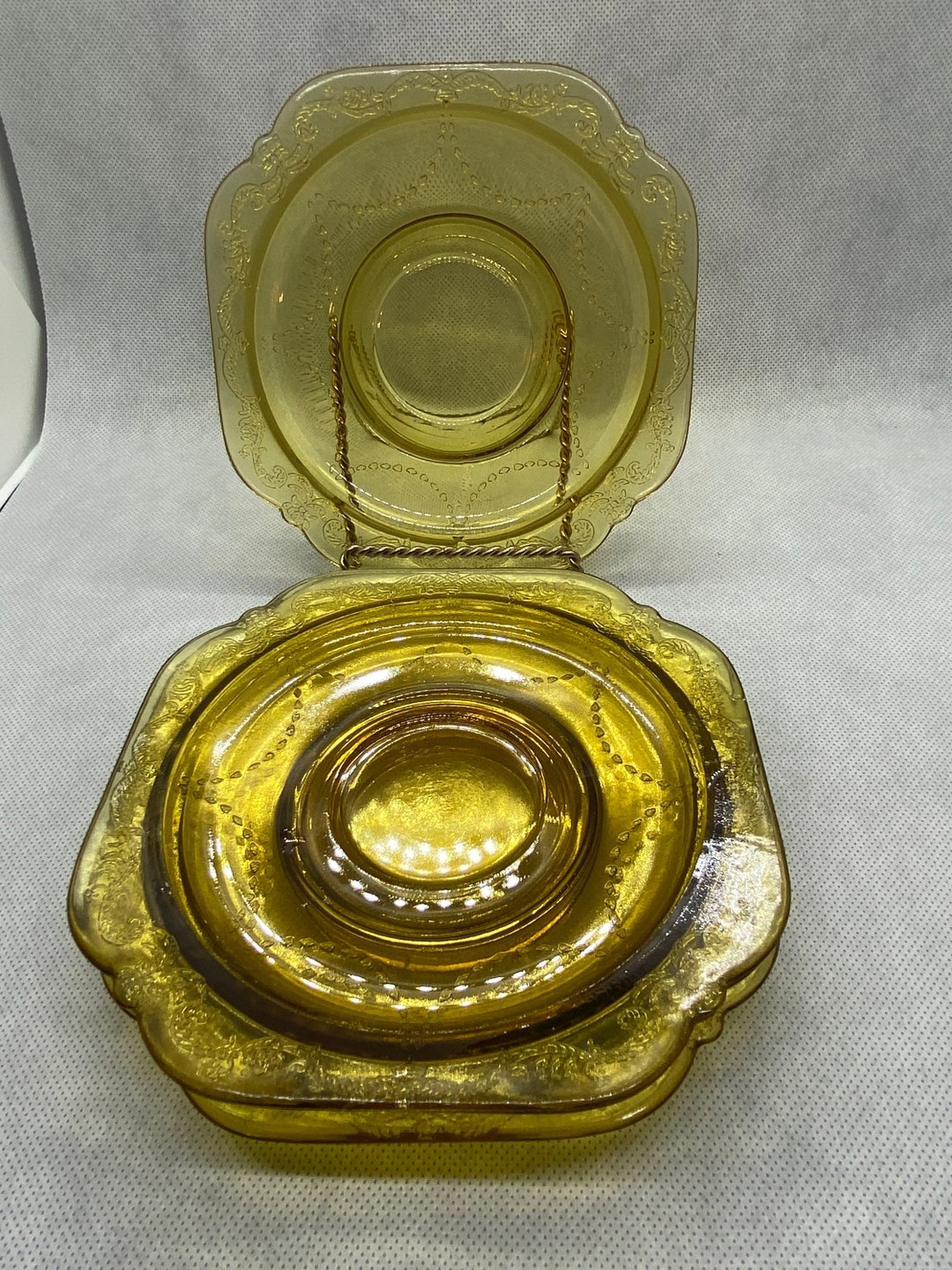 Amber Indiana Glass Madrid Pattern Saucer 1930’s - Etsy