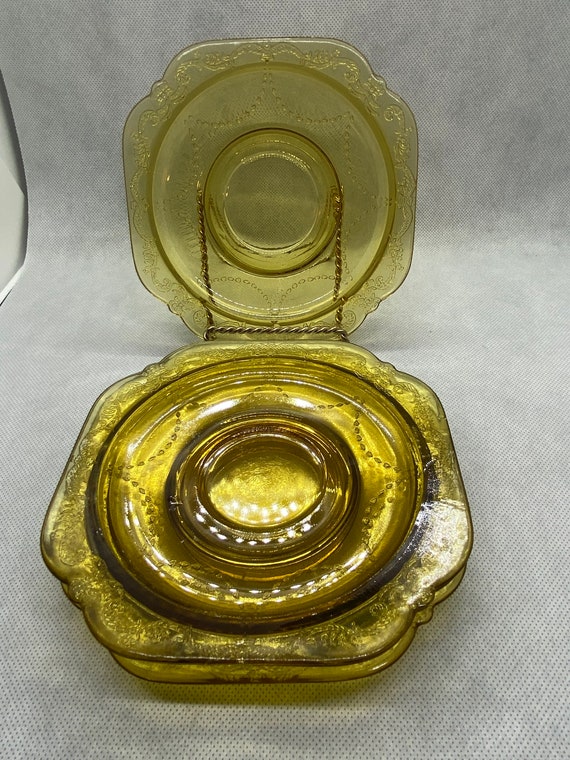 Amber Indiana Glass Madrid Pattern Saucer 1930s - Etsy