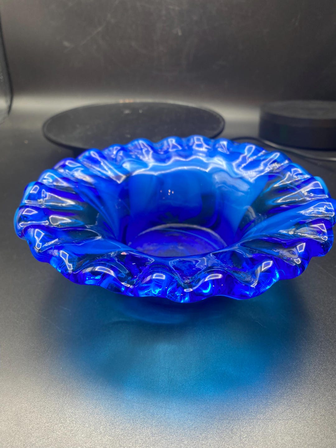 Cobalt Blue Fluted Edge Candy Dish - Etsy