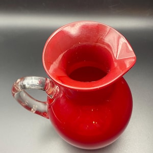 Red Encased Glass Pitcher - Etsy