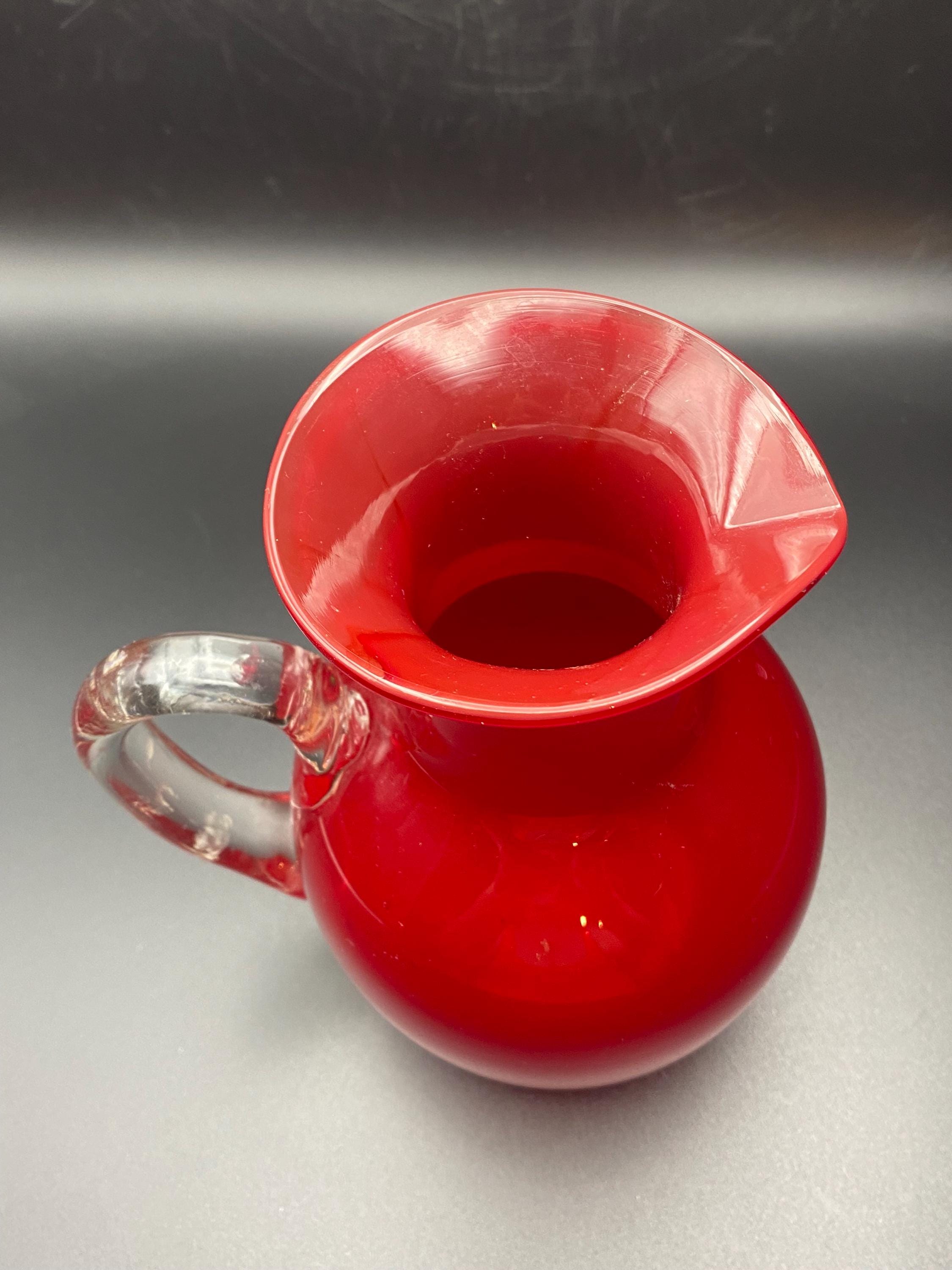 Red Encased Glass Pitcher - Etsy