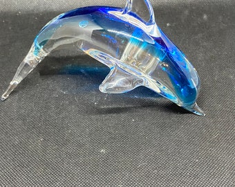 Cobalt Blue Glass Fish Dolphin Kemple Summit Art Glass Covered Dish ...