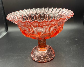 Very Rare Large L.E. Smith Colonial Pink Moon & Stars Pedestal Compote ...