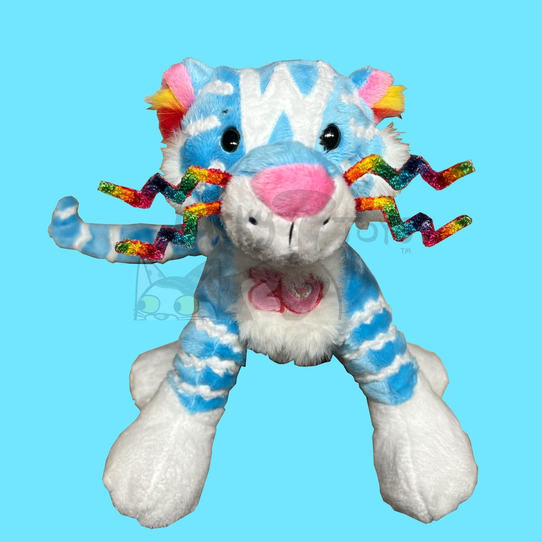 Custom Made 20 Year Tiger Webkinz Inspired 8.5 Inch Plush Blue and ...