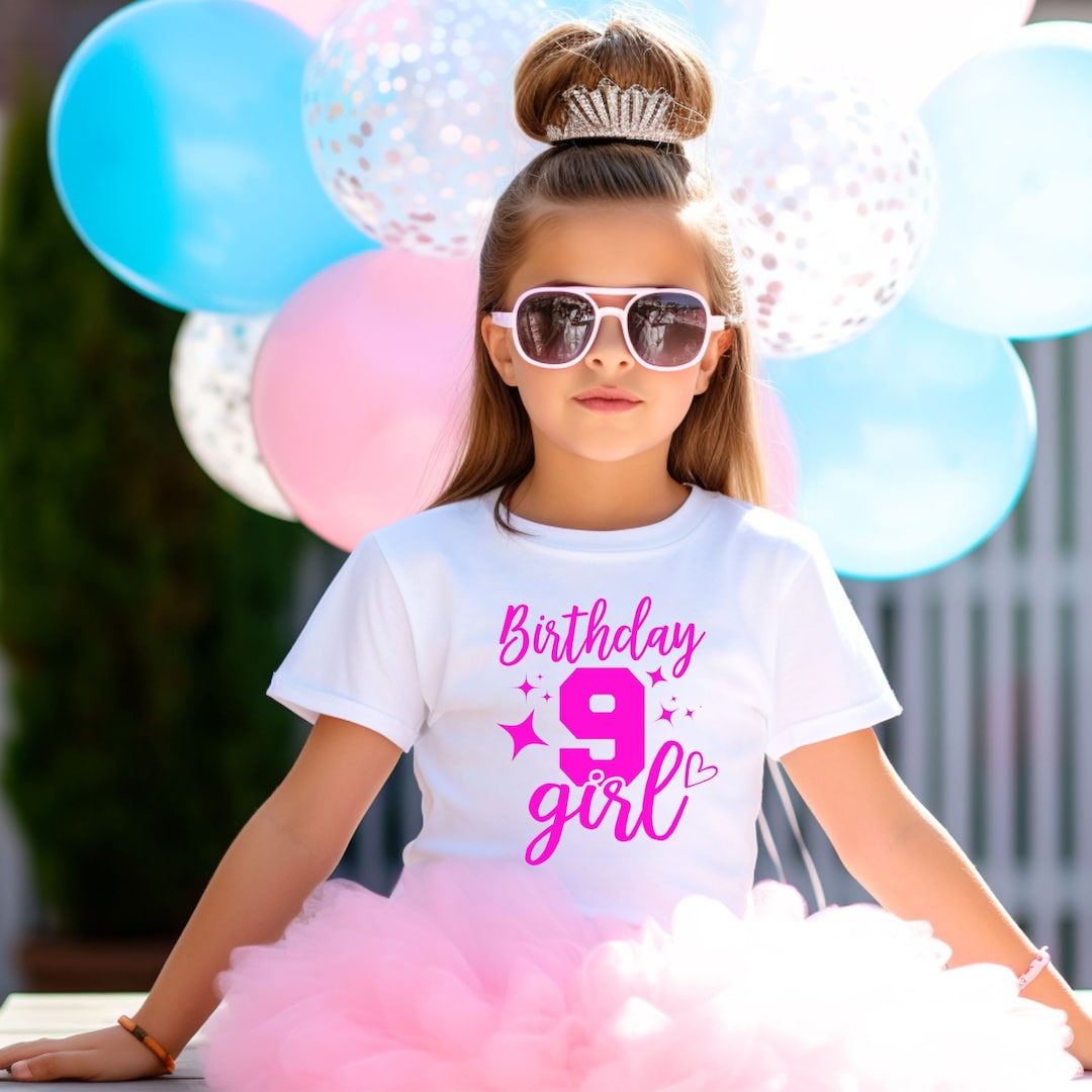9th Birthday Shirt Girl Nine Years Old Birthday Tee Birthday - Etsy