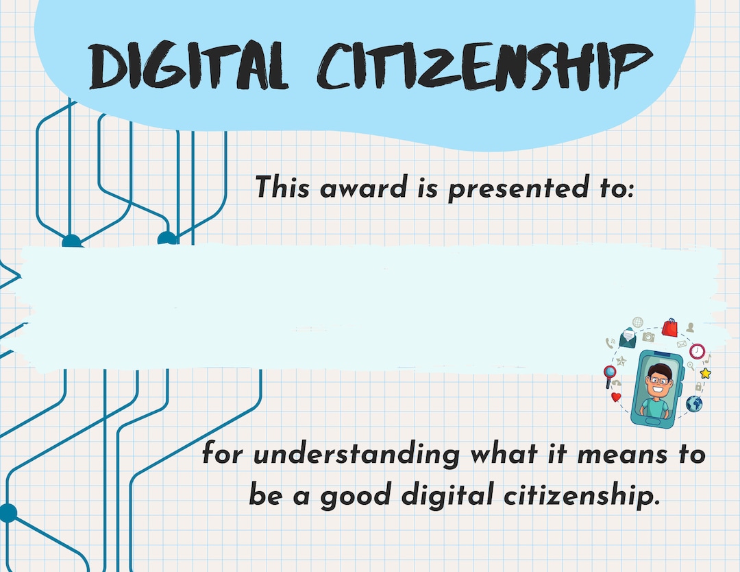 Digital Citizenship Award, Editable - Etsy