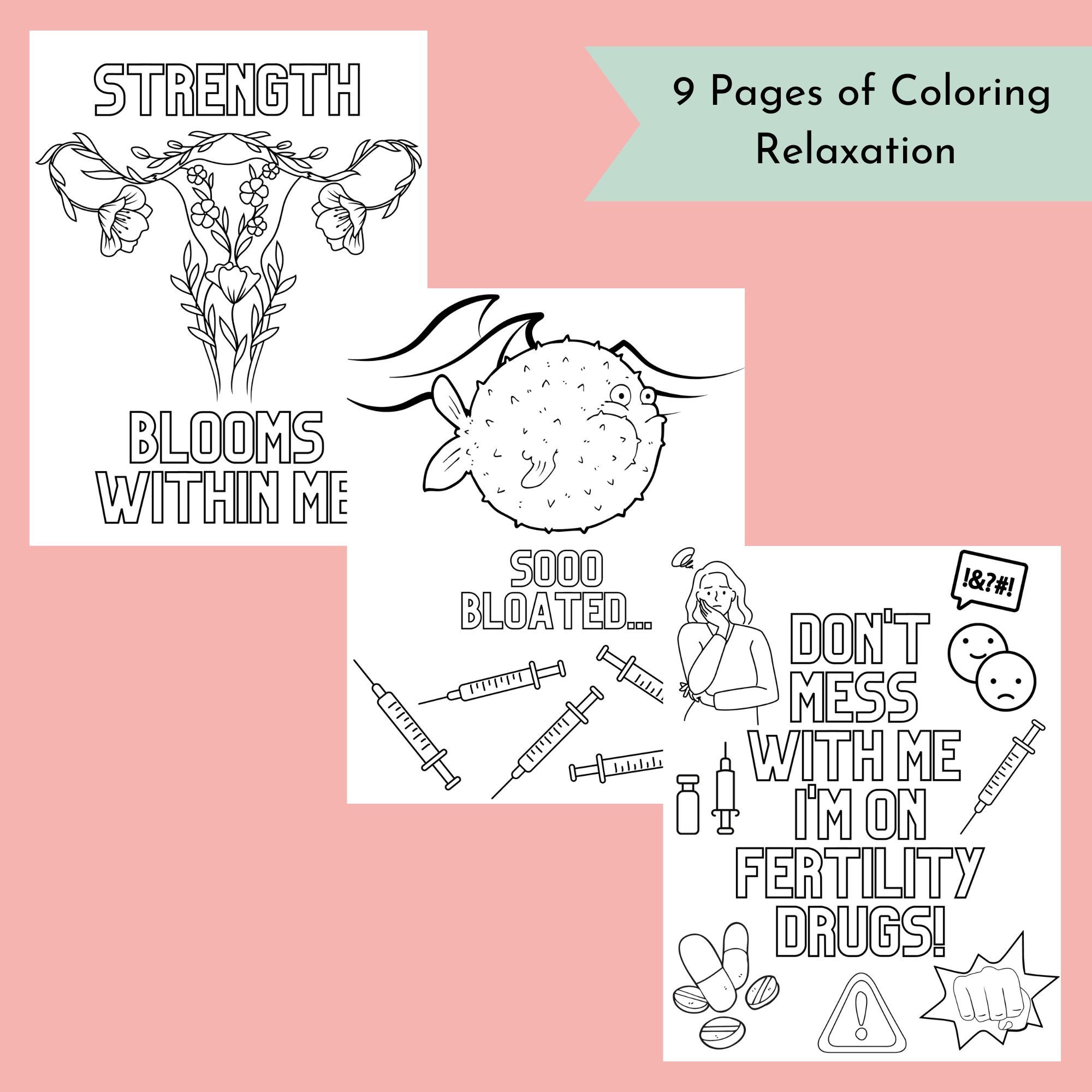 DIGITAL DOWNLOAD, Printable IVF Coloring Book, Ivf, Infertility, Ivf ...