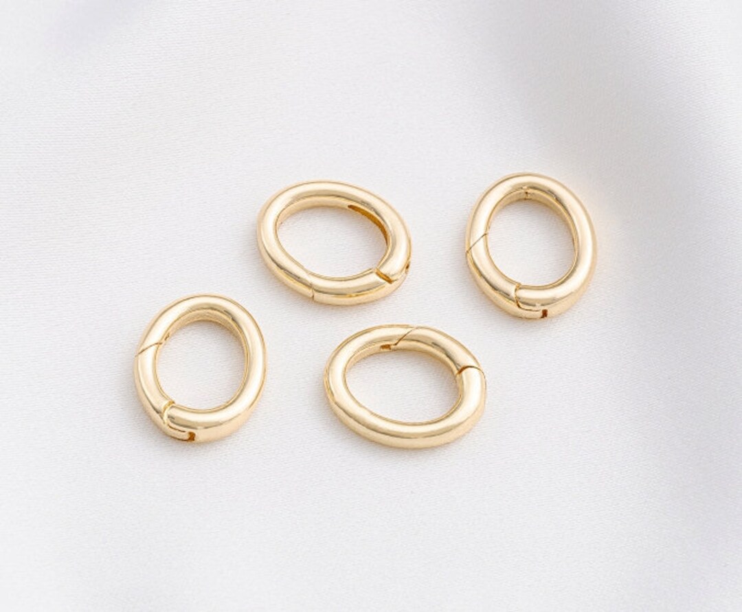 2pcs Dainty Gold Spring Gate Ring, Push Gate Ring 11x14mm Egg Shape ...