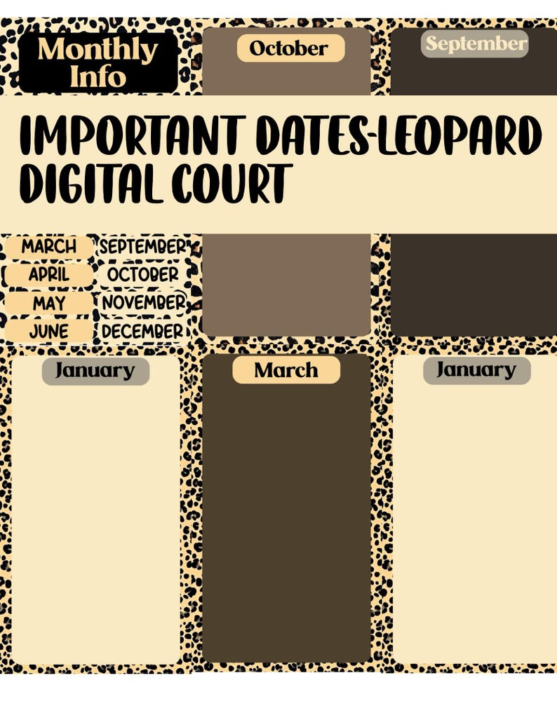 Important Dates- Leopard - Etsy