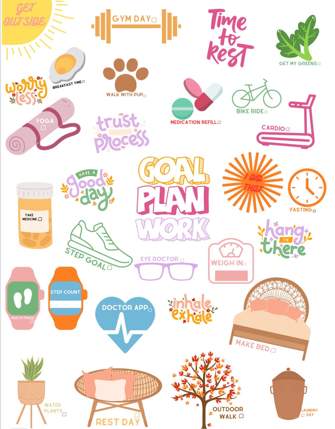 Wellness Stickers - Etsy