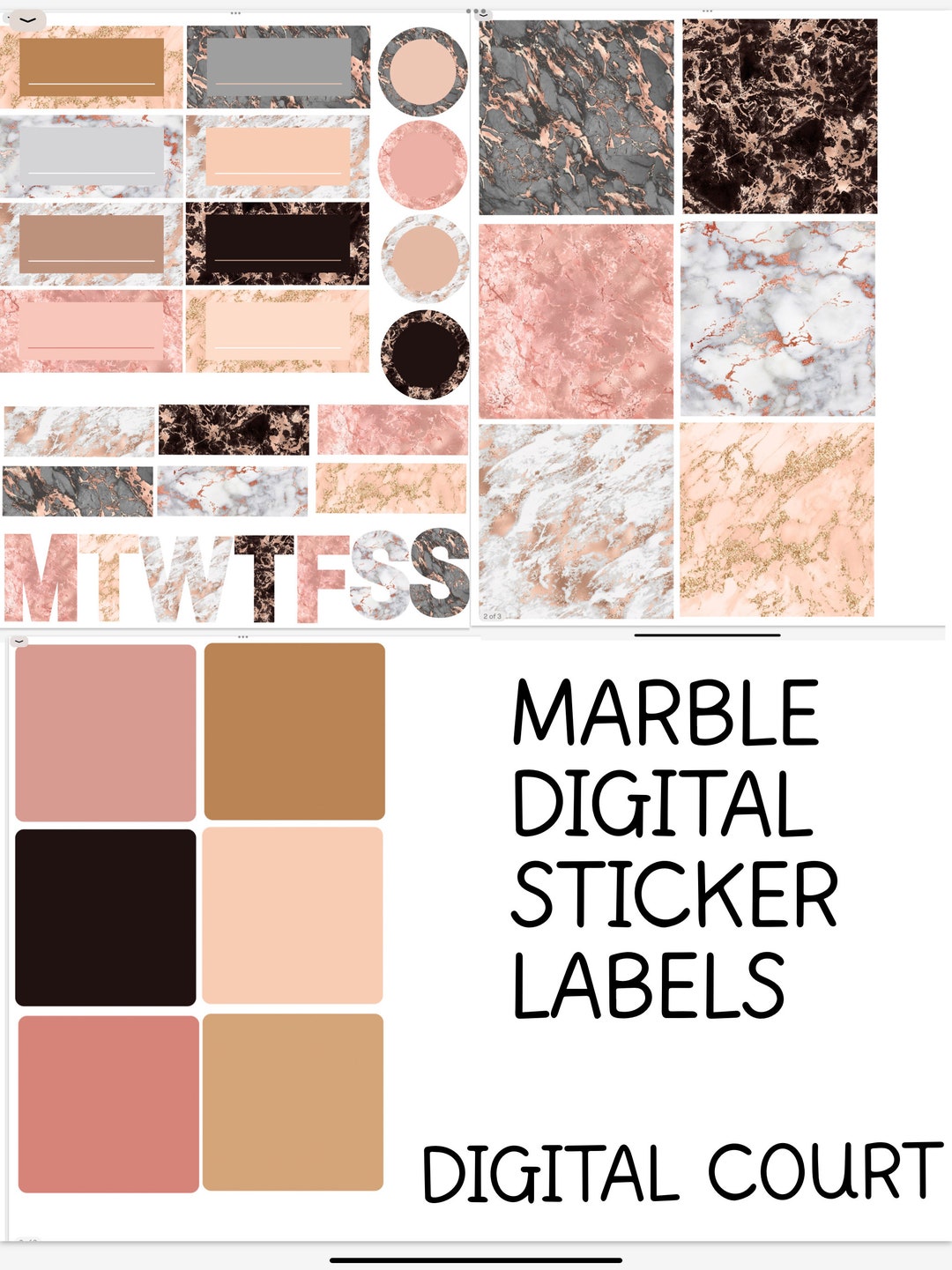 Marble Labels Digital Stickers - Etsy