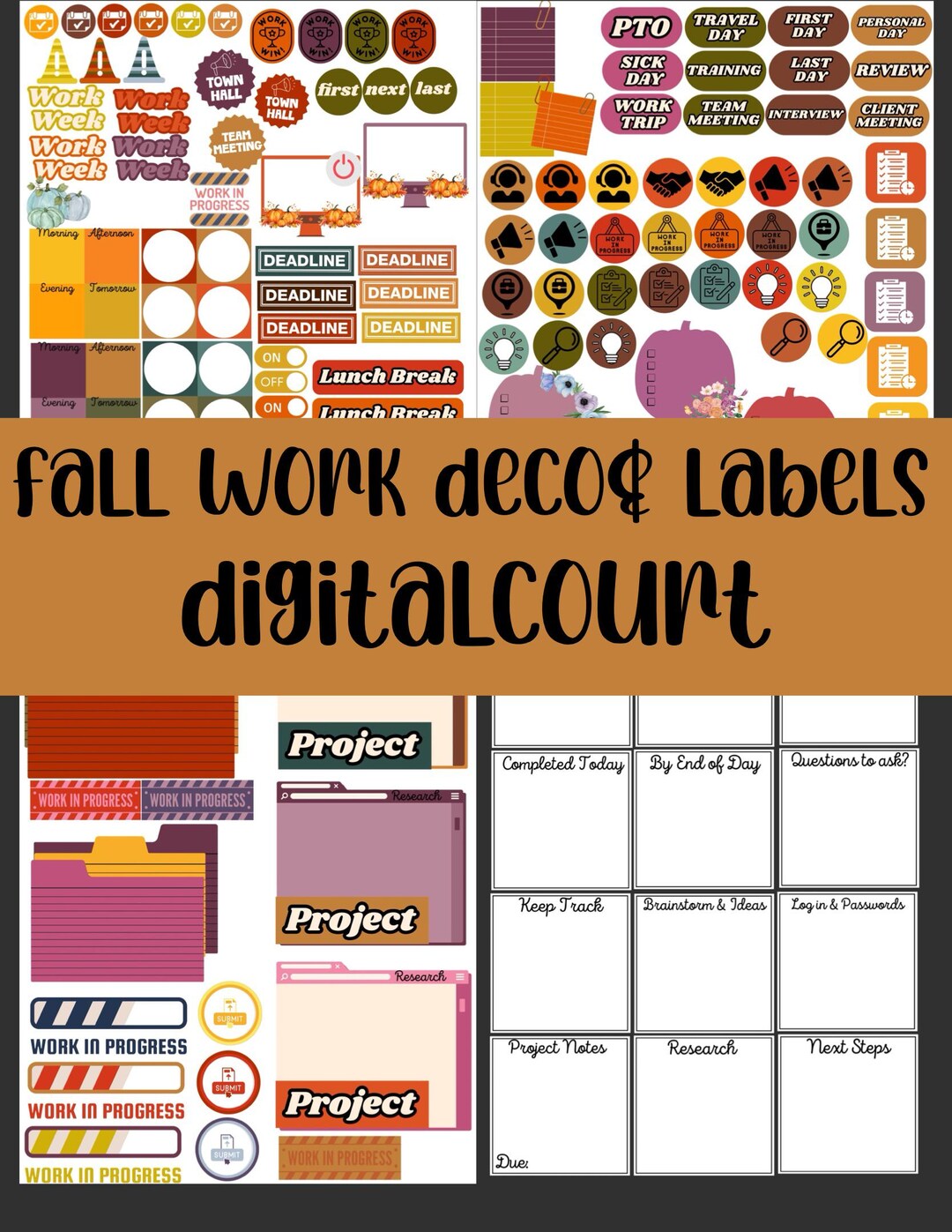 Work Fall Deco & Labels - Etsy
