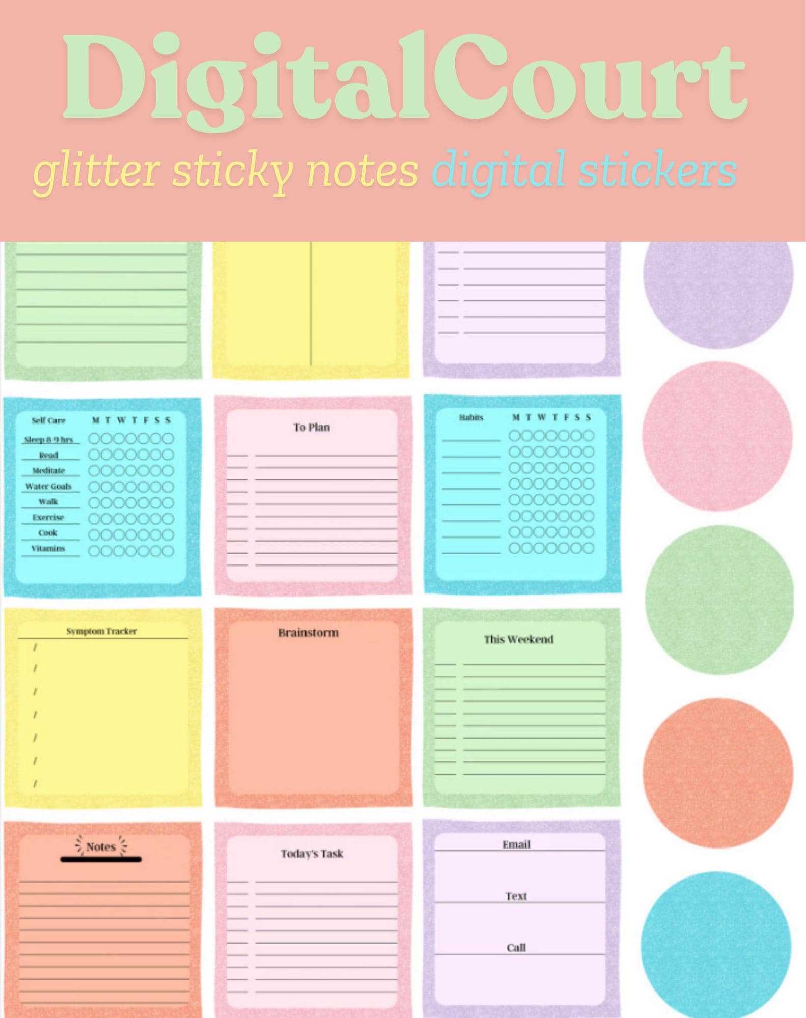 Glitter Sticky Notes - Etsy