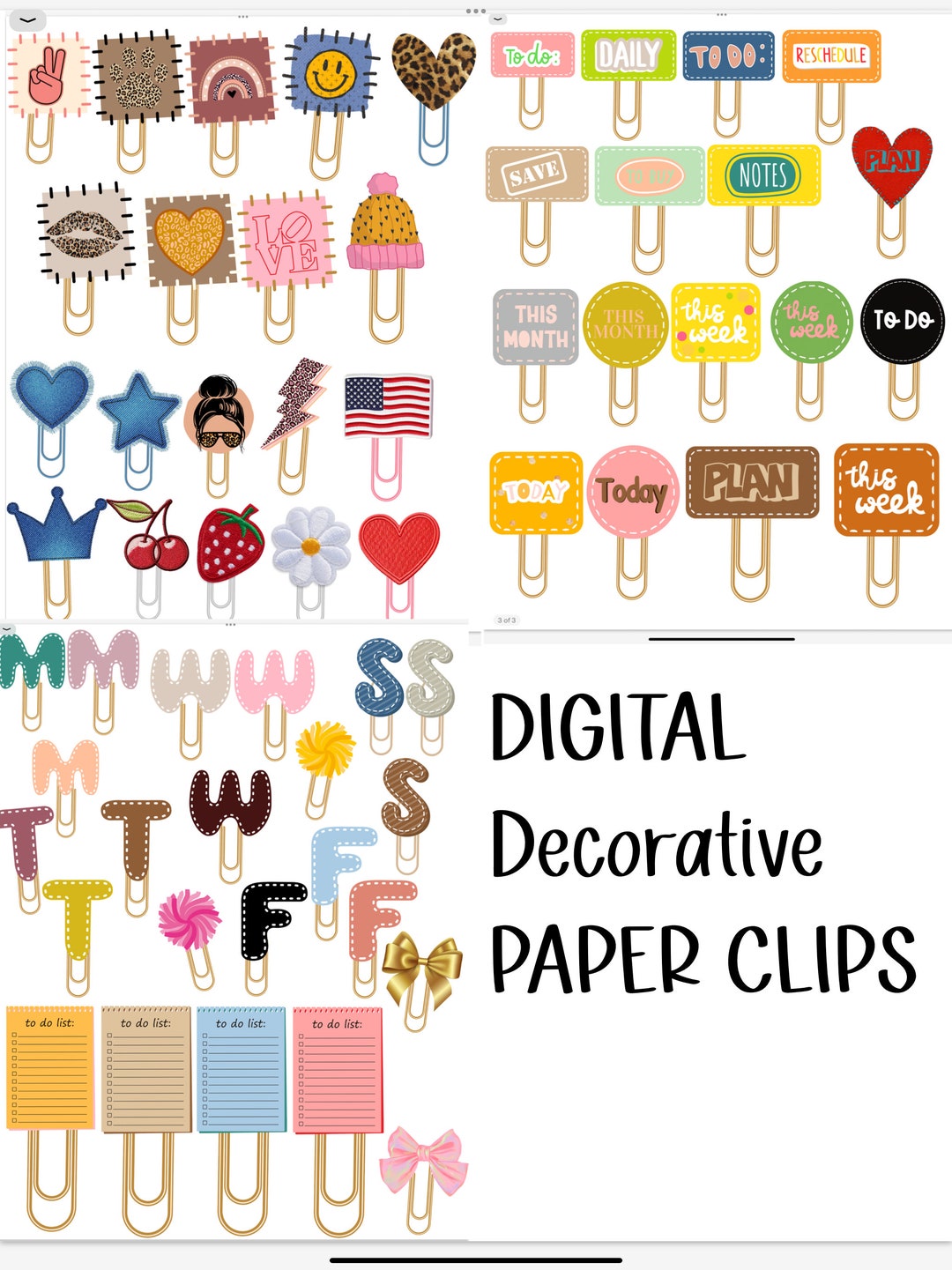 Digital Paper Clips - Etsy