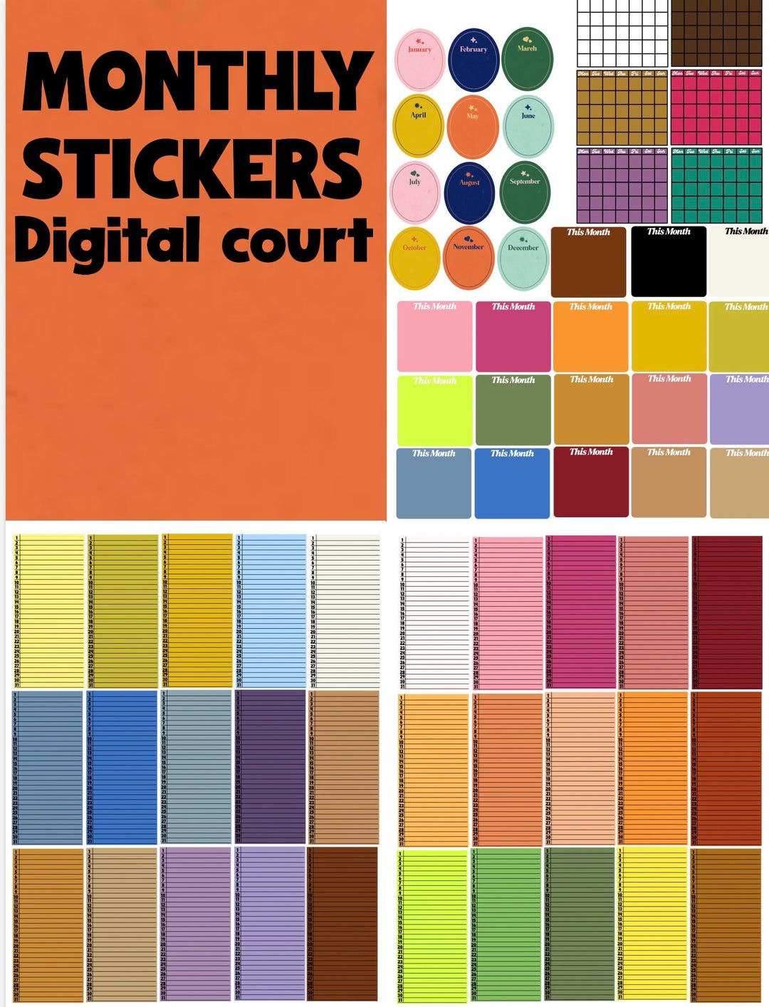 Monthly Overview Stickers - Etsy