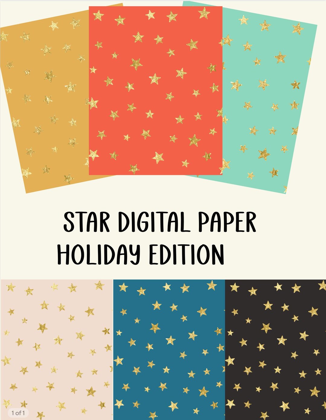 Gold Star Digital Paper - Etsy