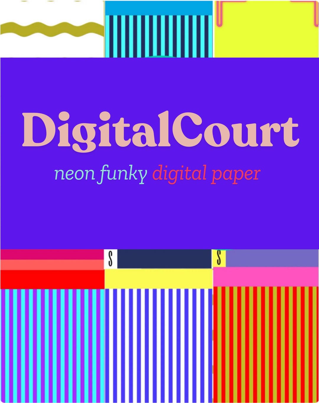 Neon Funky Digital Paper - Etsy