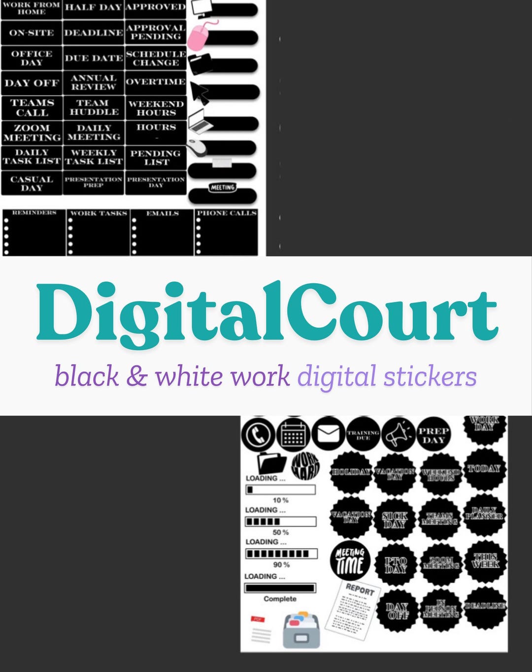 Work Stickers: Black and White - Etsy