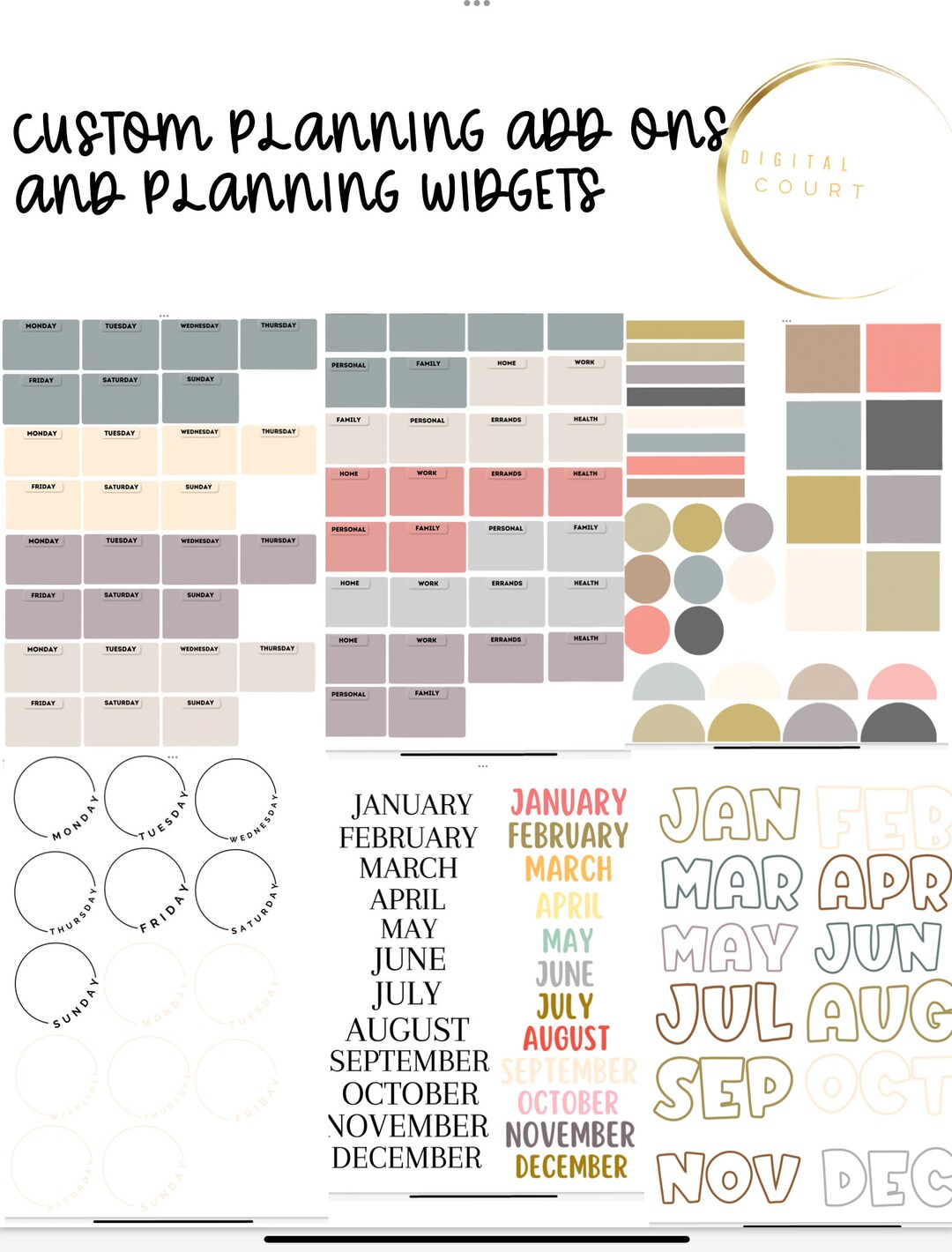 Planning Widgets & Custom Add On - Etsy