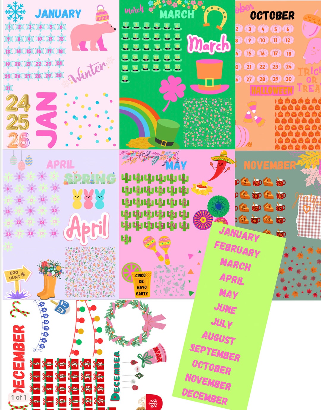 12 Month Date Dot & Sticker Pack - Etsy