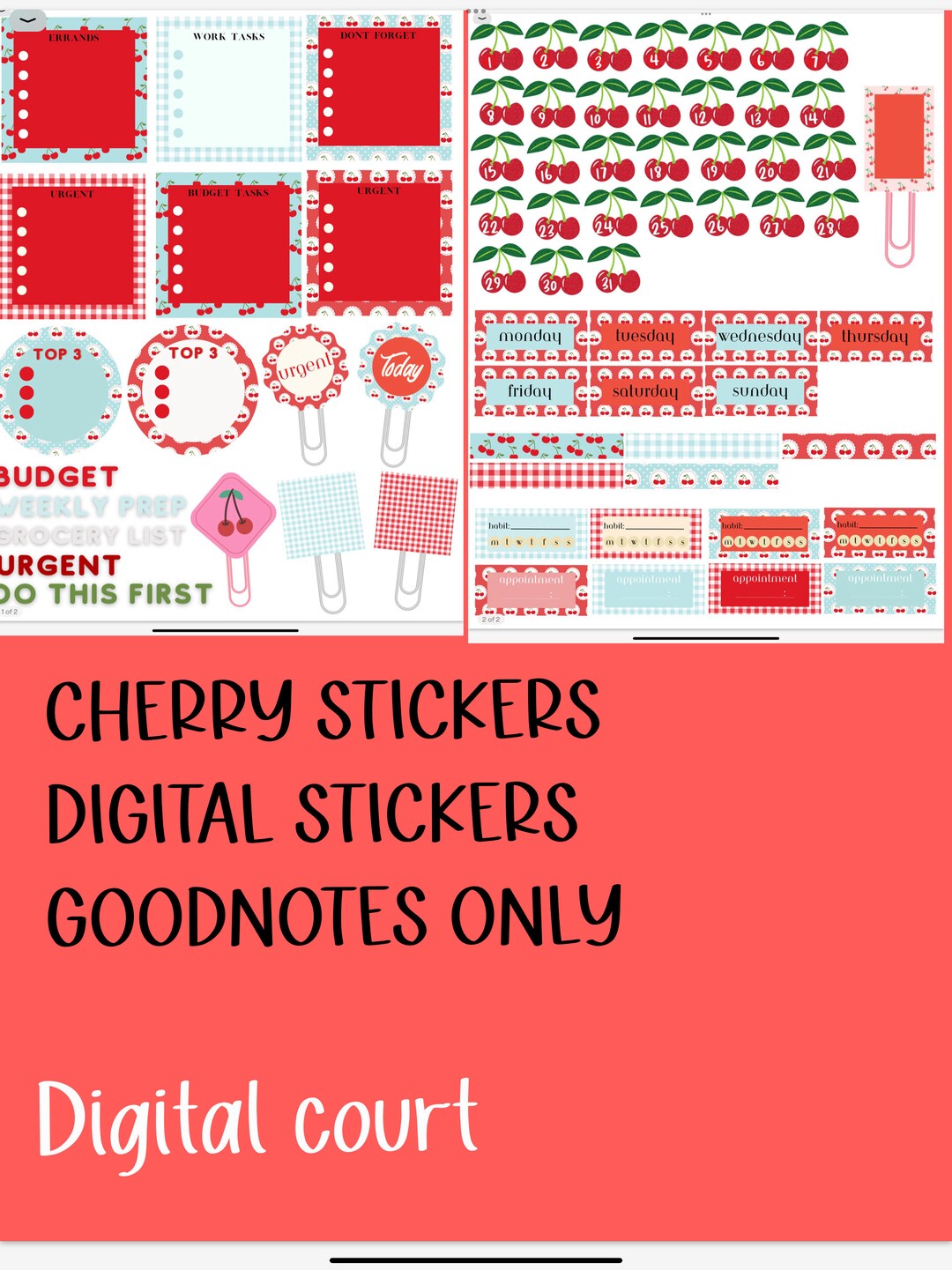 Cherry Stickers - Etsy