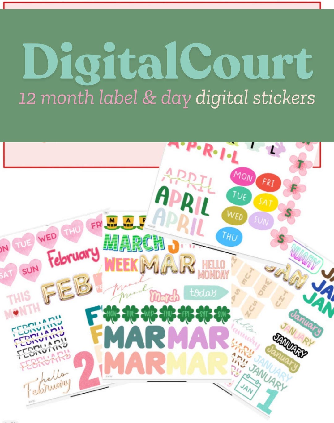 12 Month Labels & Days - Etsy