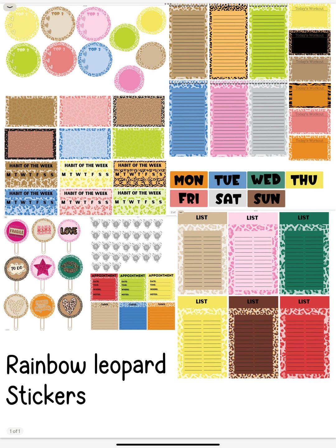Rainbow Leopard Stickers - Etsy