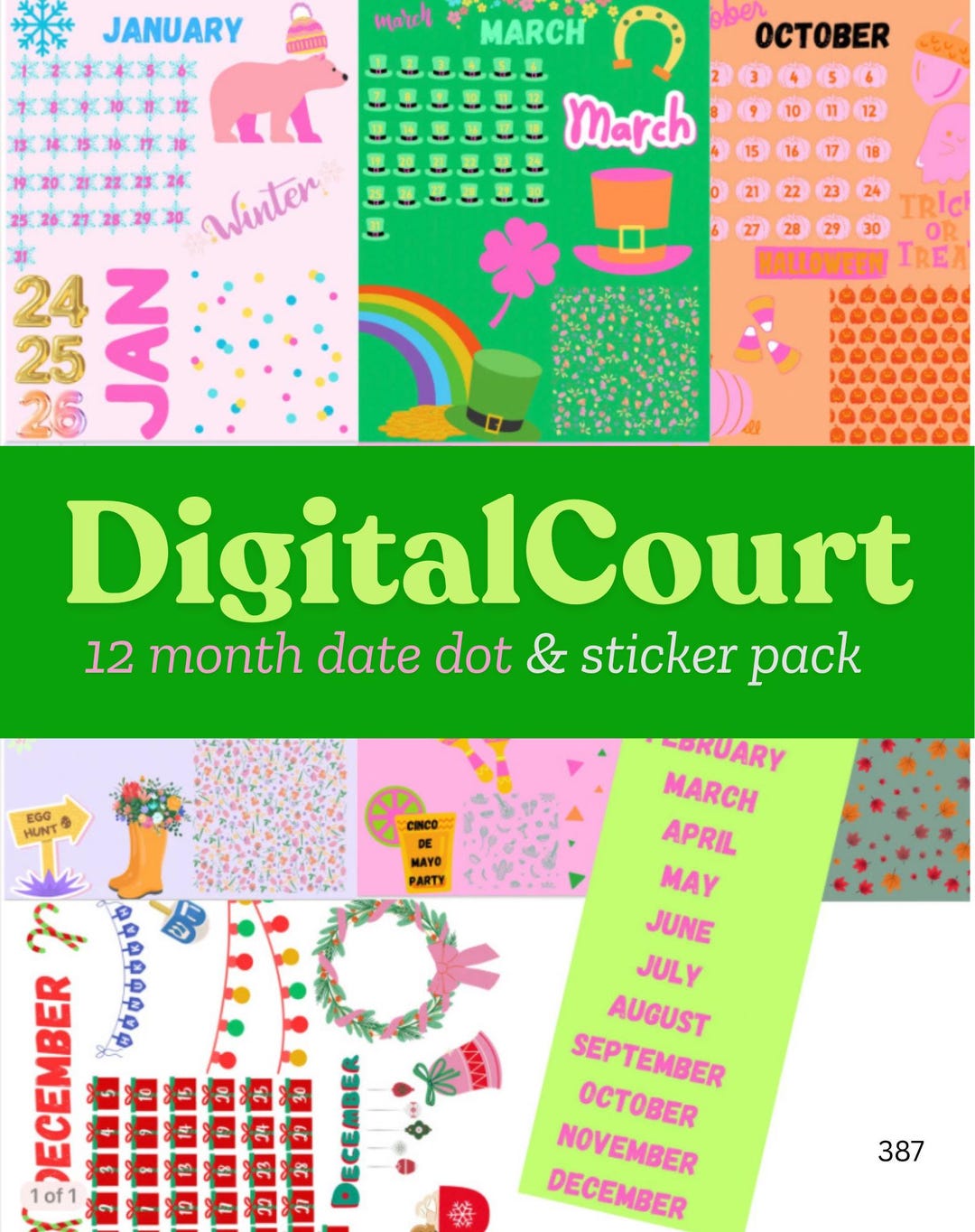 12 Month Date Dot & Sticker Pack - Etsy