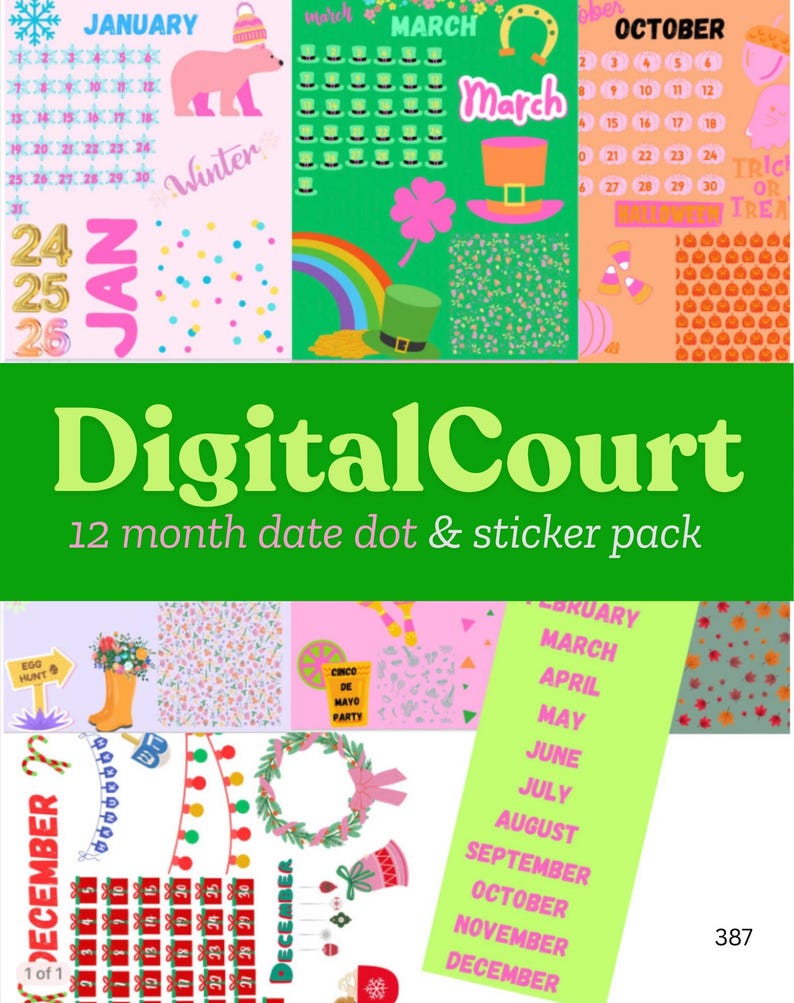 12 Month Date Dot & Sticker Pack - Etsy