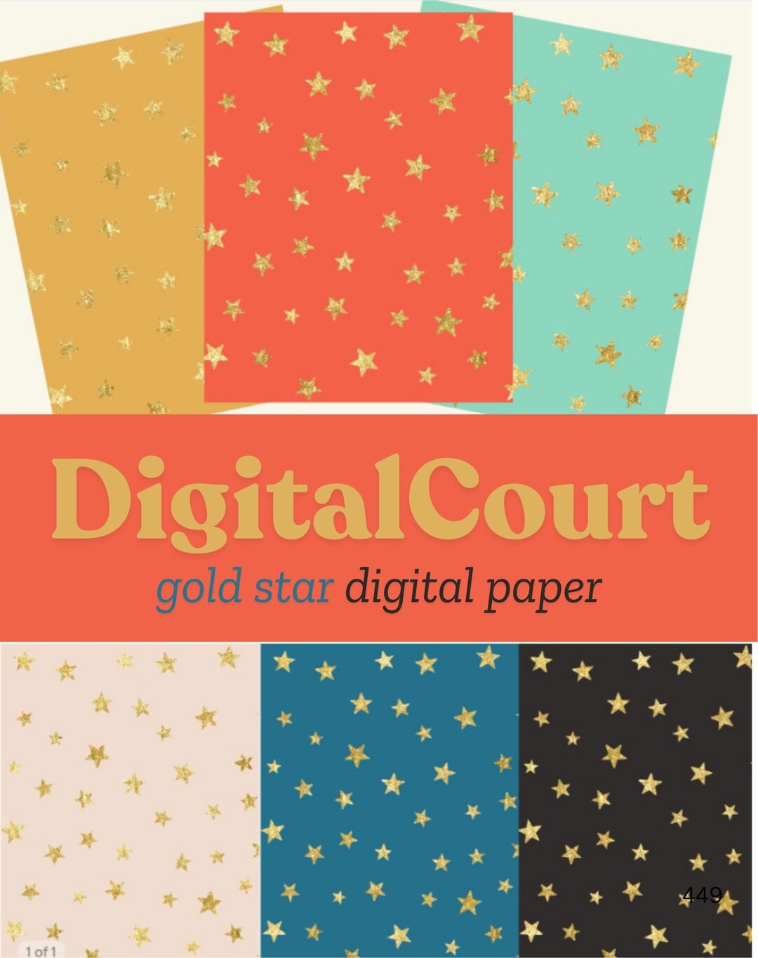 Gold Star Digital Paper - Etsy
