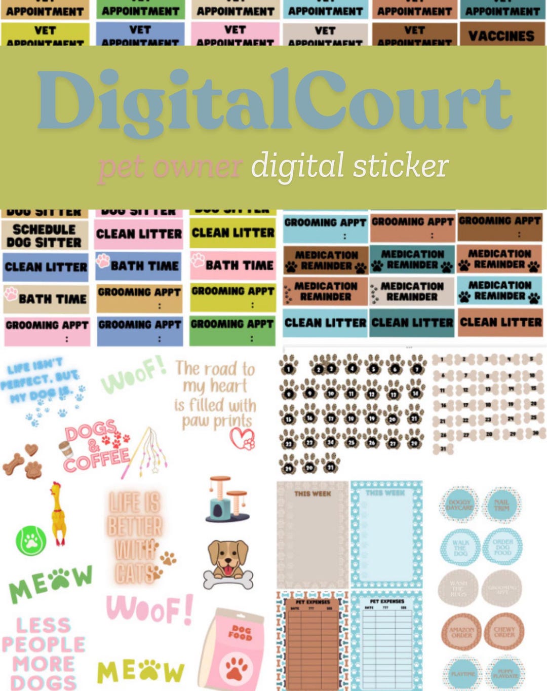 Pet Digital Stickers and Labels - Etsy