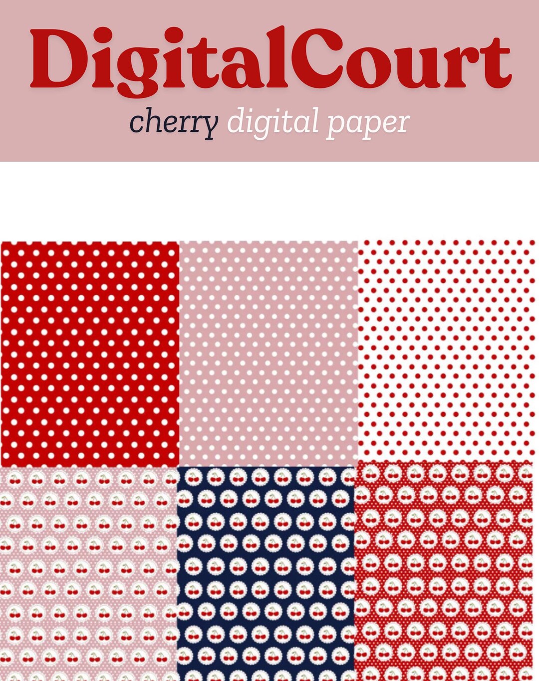 Cherry Digital Paper - Etsy