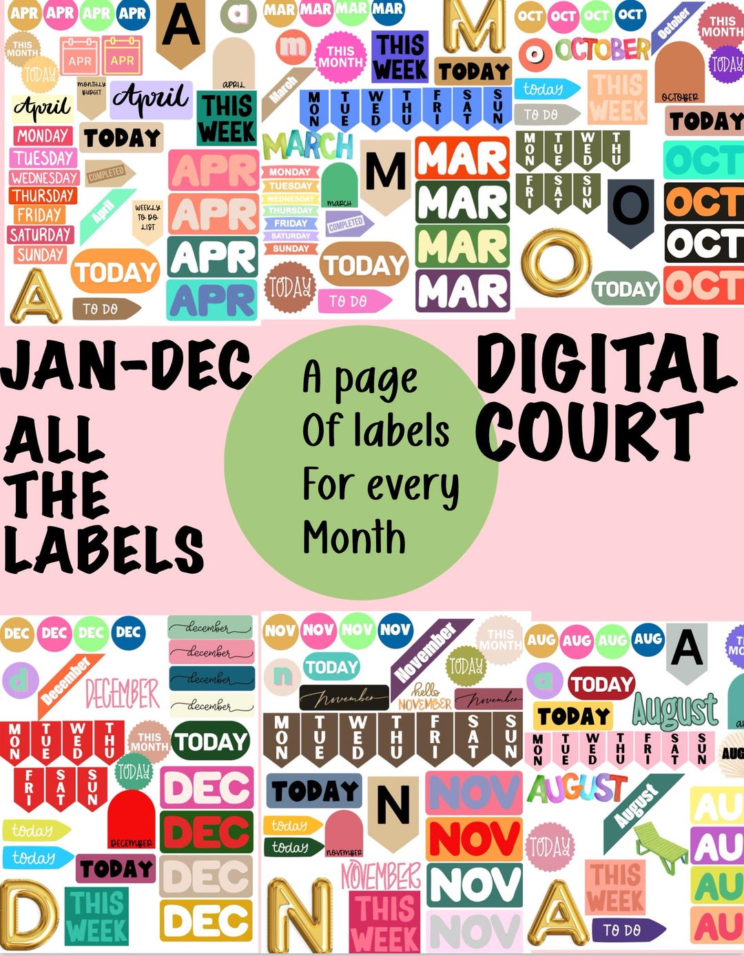 12 Month Labels 2 - Etsy