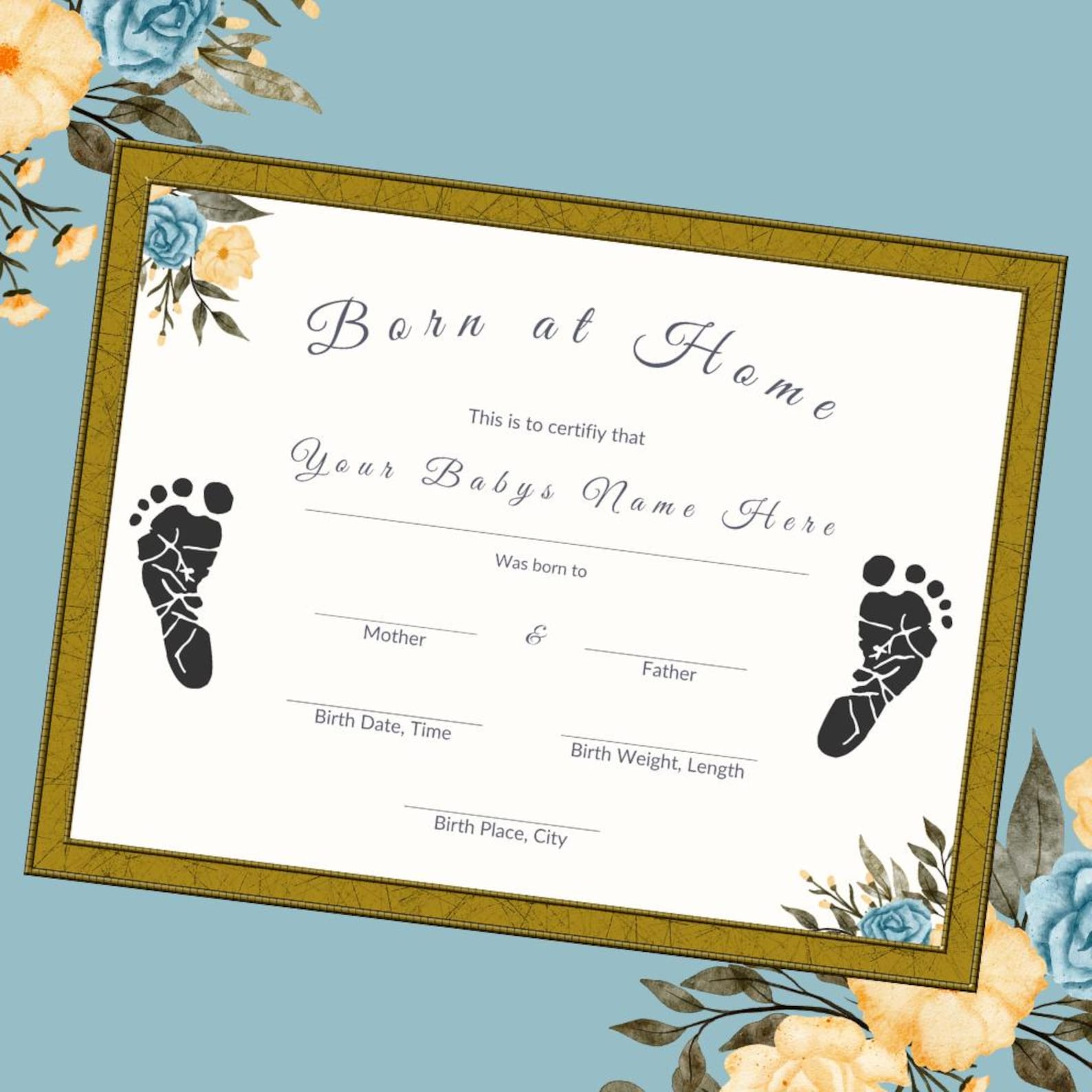Born at Home Birth Certificate | Homebirth Certificate | Editable Canva ...